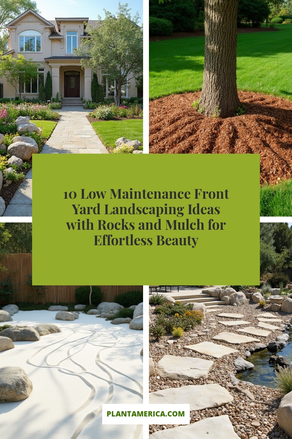 10 Low Maintenance Front Yard Landscaping Ideas with Rocks and Mulch ...