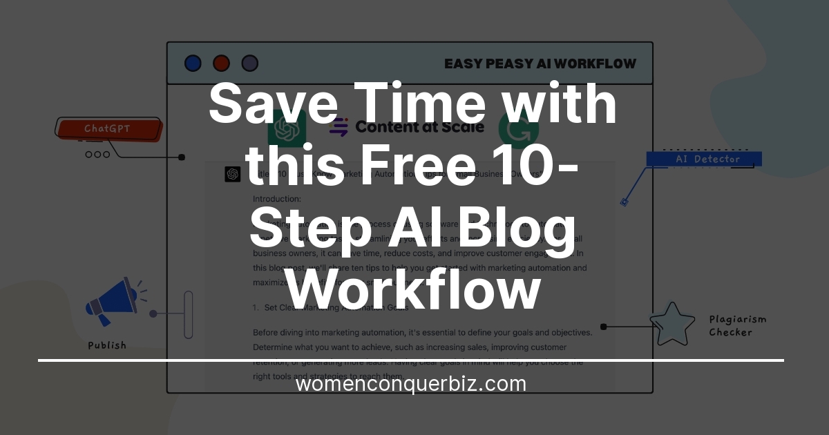 Free 10-Step AI Blog Workflow | AI Tools | Women Conquer Business